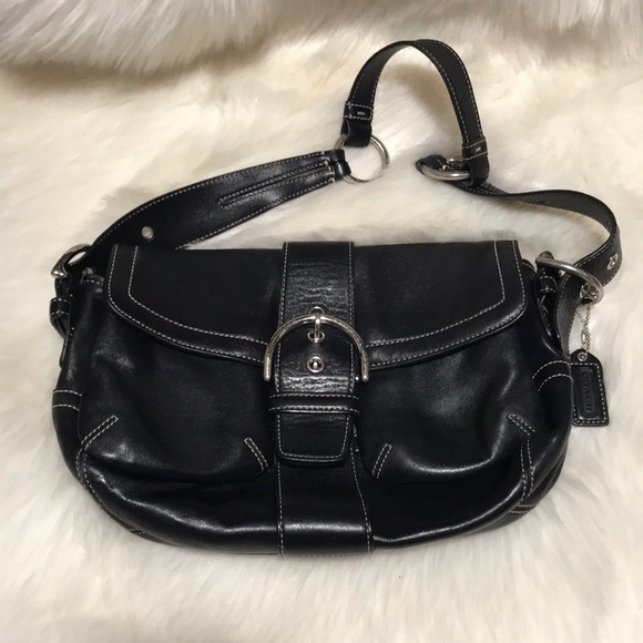 Coach | Bags | Coach Black Leather Medium Shoulder Bag Purse Bb | Poshmark